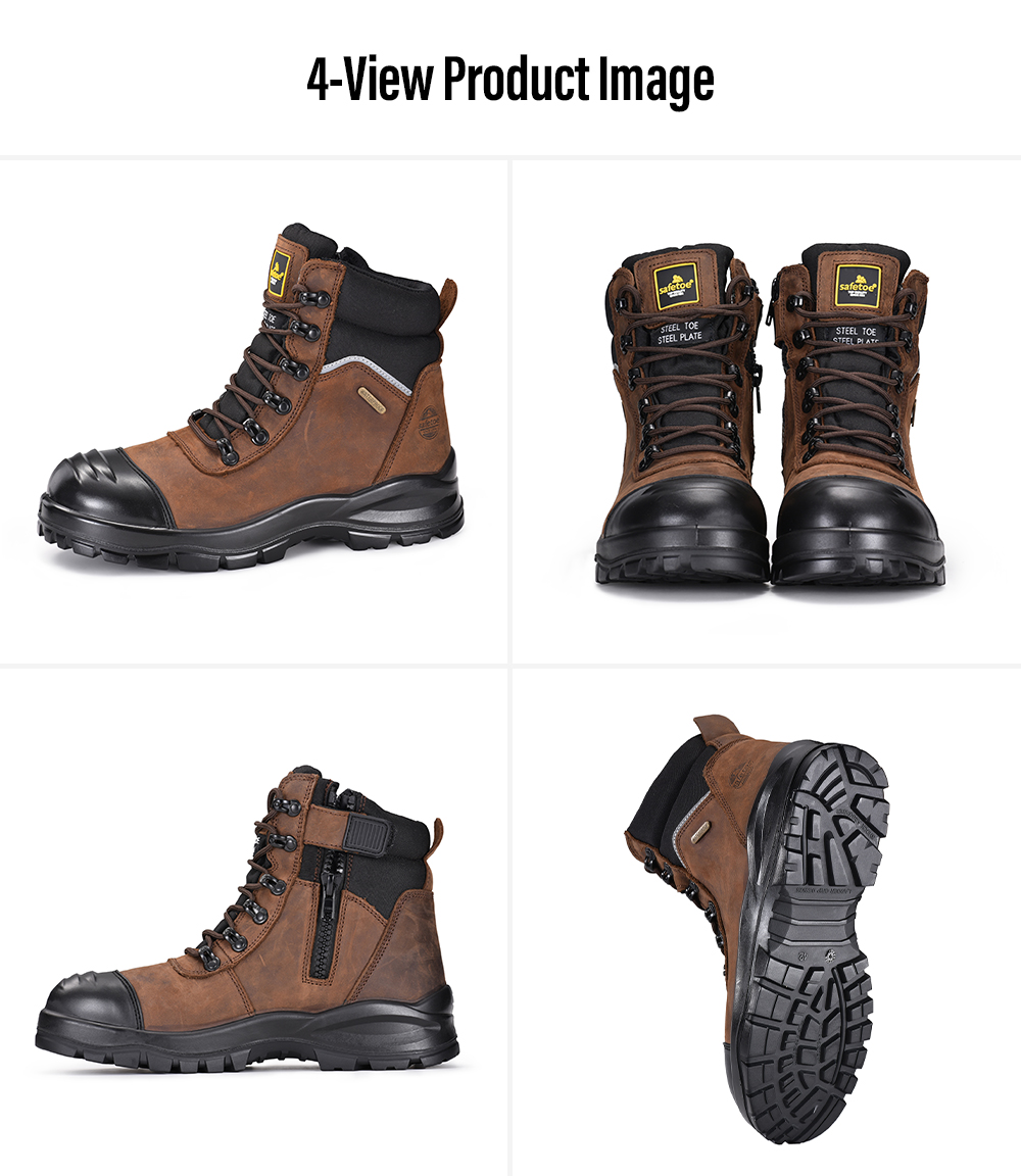 AS 2210.3 Certified Waterproof Steel Toe Mining Work Boots With Zip ...